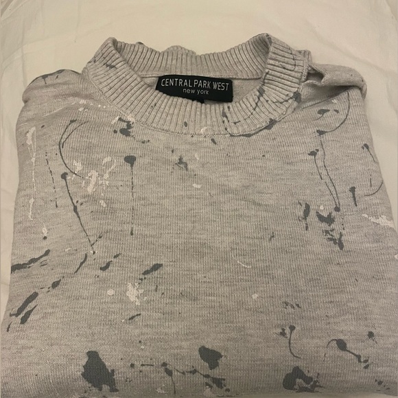 Central Park West | Sweaters | Gray Splatter Paint Sweater With Small ...